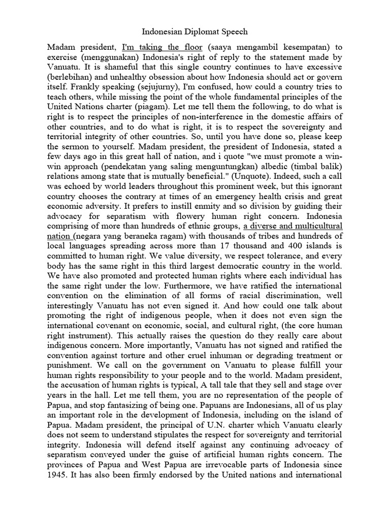 Indonesia's Diplomatic Response to Vanuatu | PDF | Indonesia | Human Rights