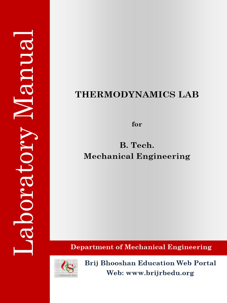 Thermodynamics Lab: B. Tech. Mechanical Engineering | PDF | Internal Combustion Engine | Steam ...