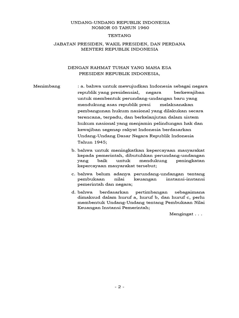UU 05 Tahun 1960 | PDF