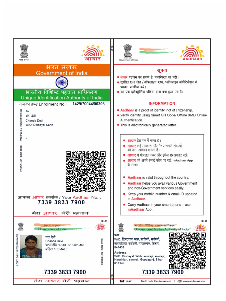 Aadhaar Card Priview | PDF