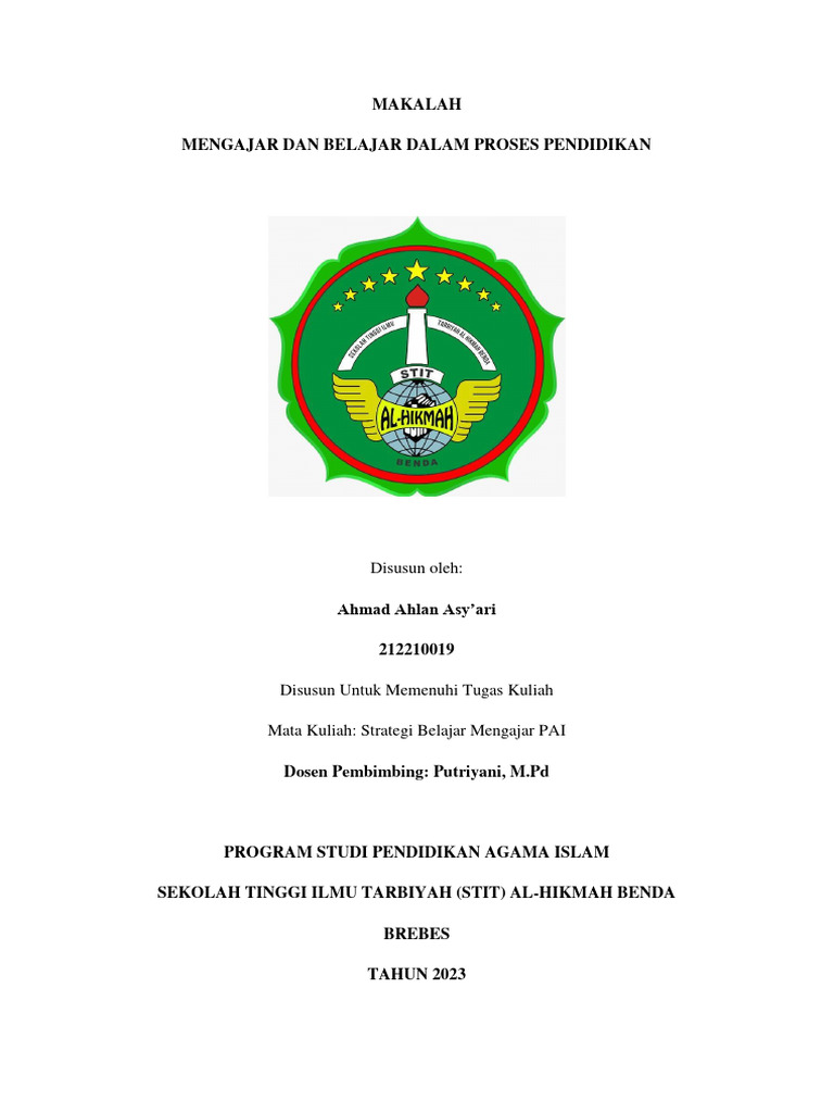 Mengajar Dan Belajar Dalam Standar Proses Pendidikan | PDF