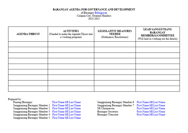 BAGAD Template 2023 2025 | PDF