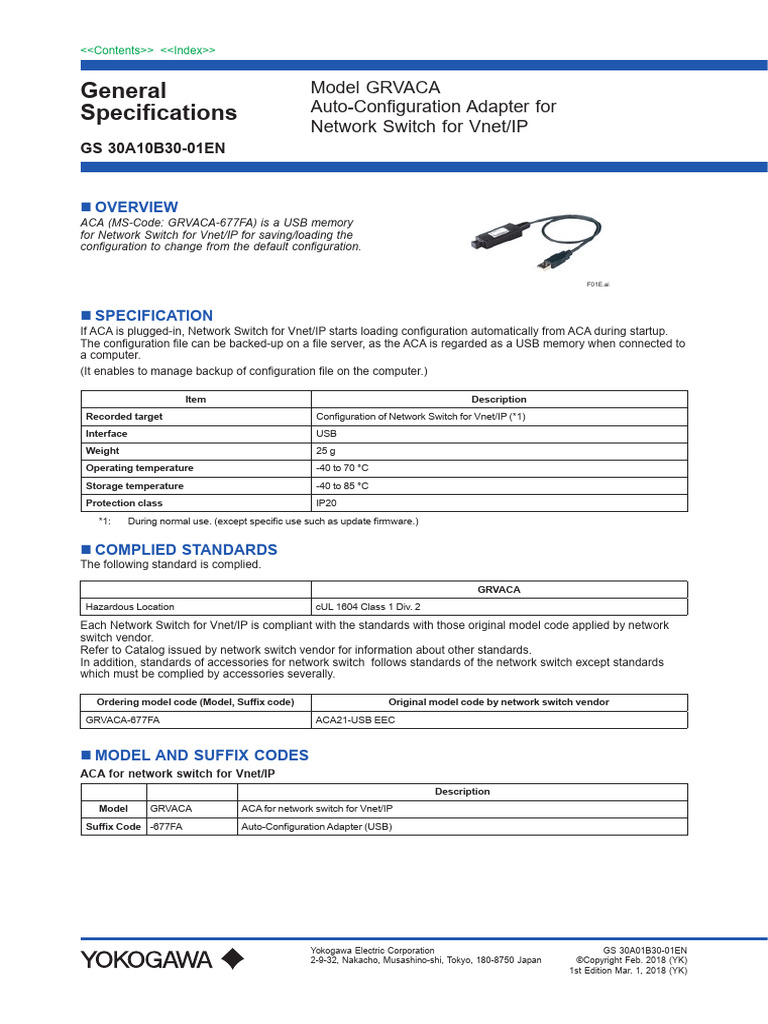 GS30A10B30-01EN - 001 - Auto-Configuration Adapter For Network Switch For VnetIP | PDF | Usb ...