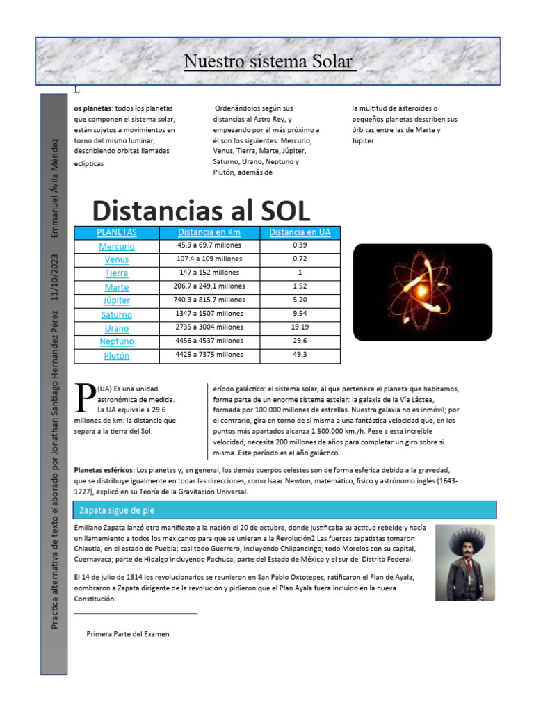 ACT 2 Sistema Solar | PDF | Sistema solar | Planetas
