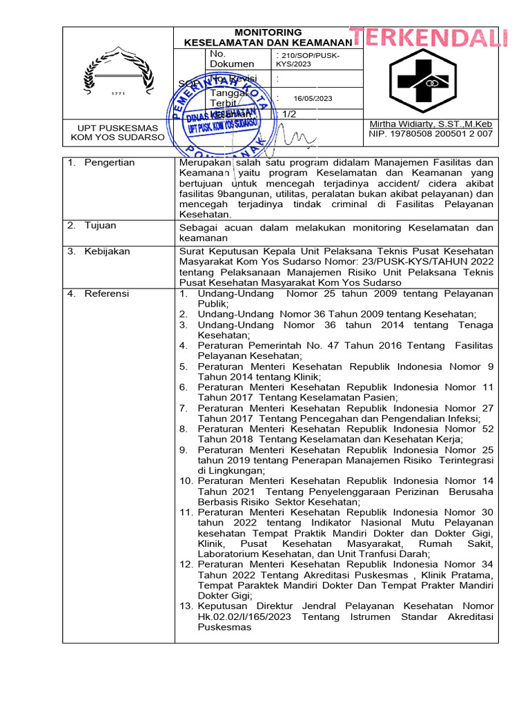 Sop. 2. Inspeksi Keselamatan Dan Keamanan | PDF