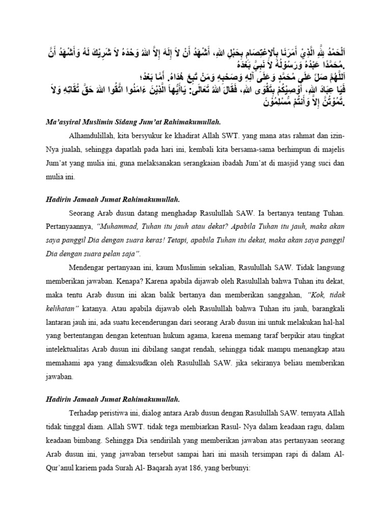 Khutbah Jumat Kekuatan Doa | PDF | Kajian Bahasa Asing | Pengembangan Diri