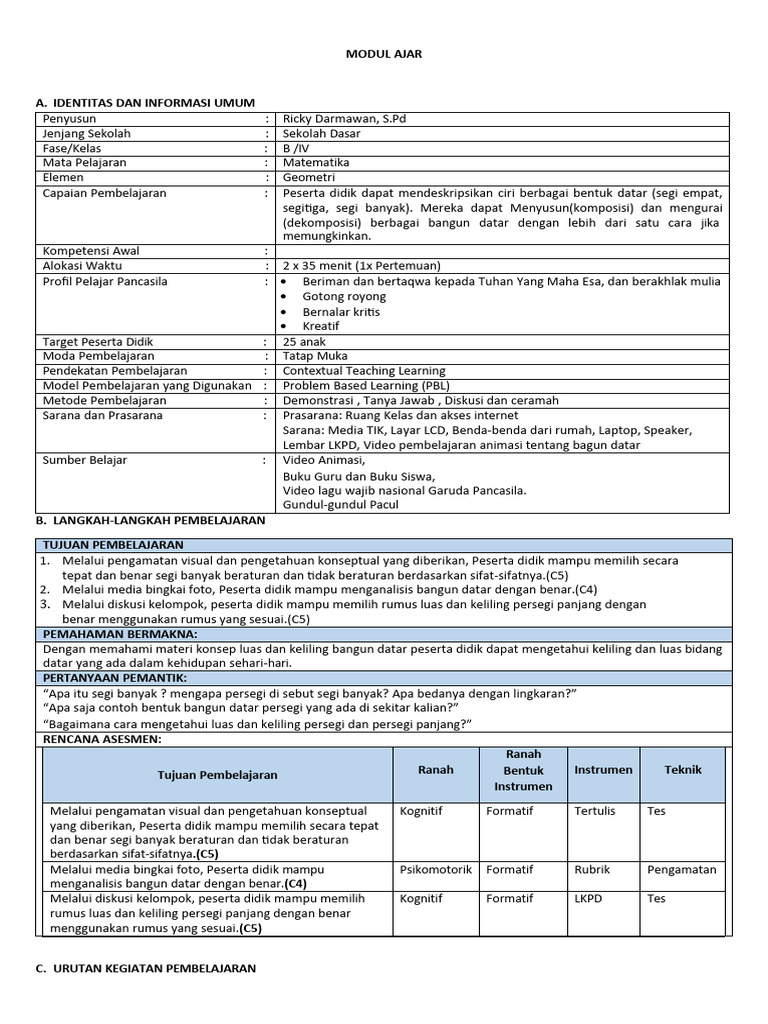 MODUL AJAR - Ricky Darmawan | PDF