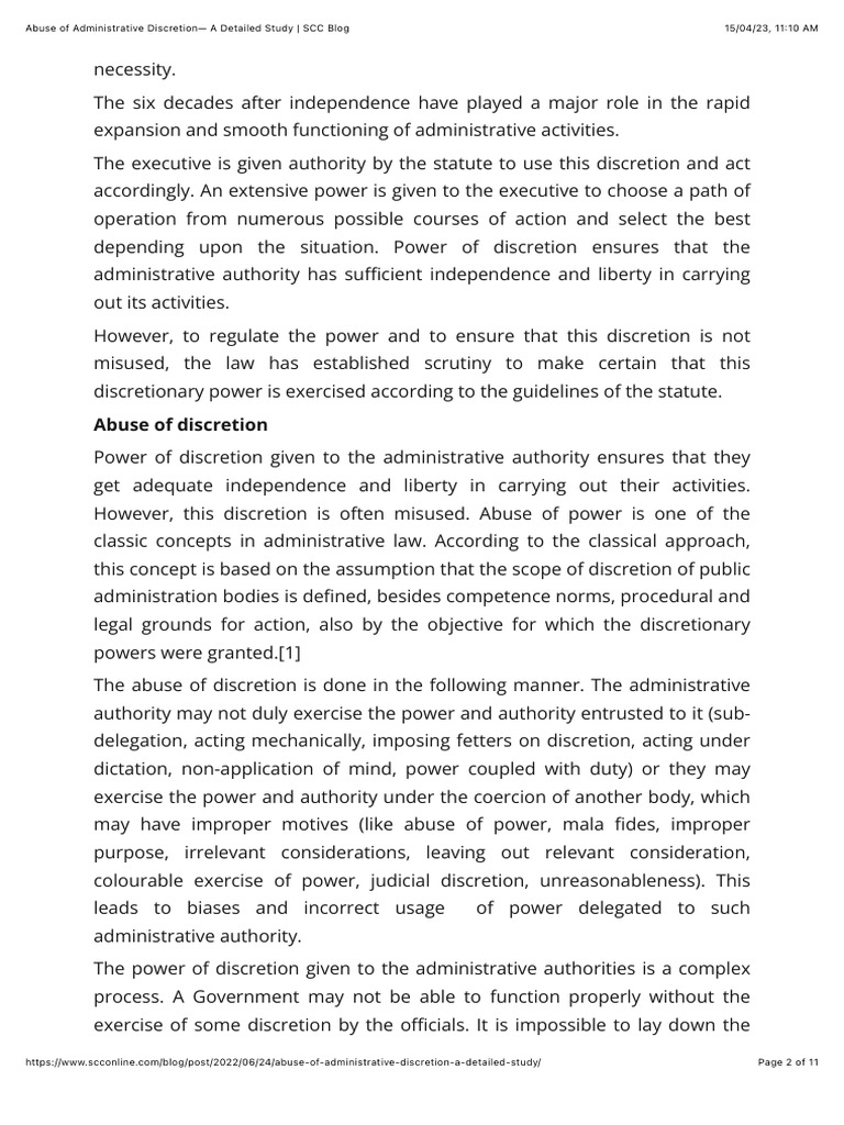 Understanding Abuse of Administrative Discretion | PDF | Discretion ...