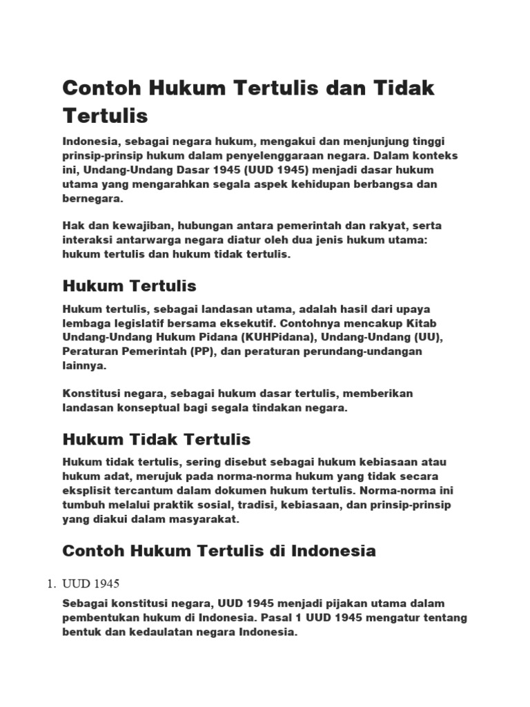 Contoh Hukum Tertulis Dan Tidak Tertulis | PDF | Politik | Ilmu Sosial