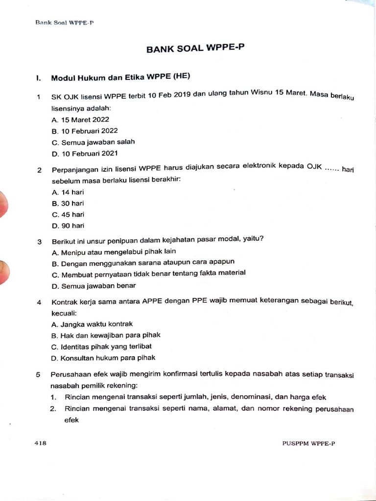 Contoh Soal WPPE - HE Part 1 | PDF