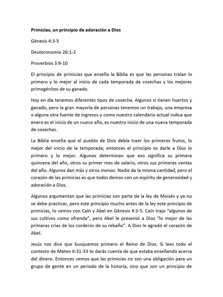 Primicias | PDF | Contenido bíblico