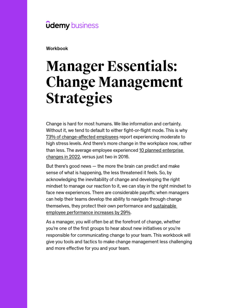Change Management Strategies Workbook | PDF | Change Management | Cognition