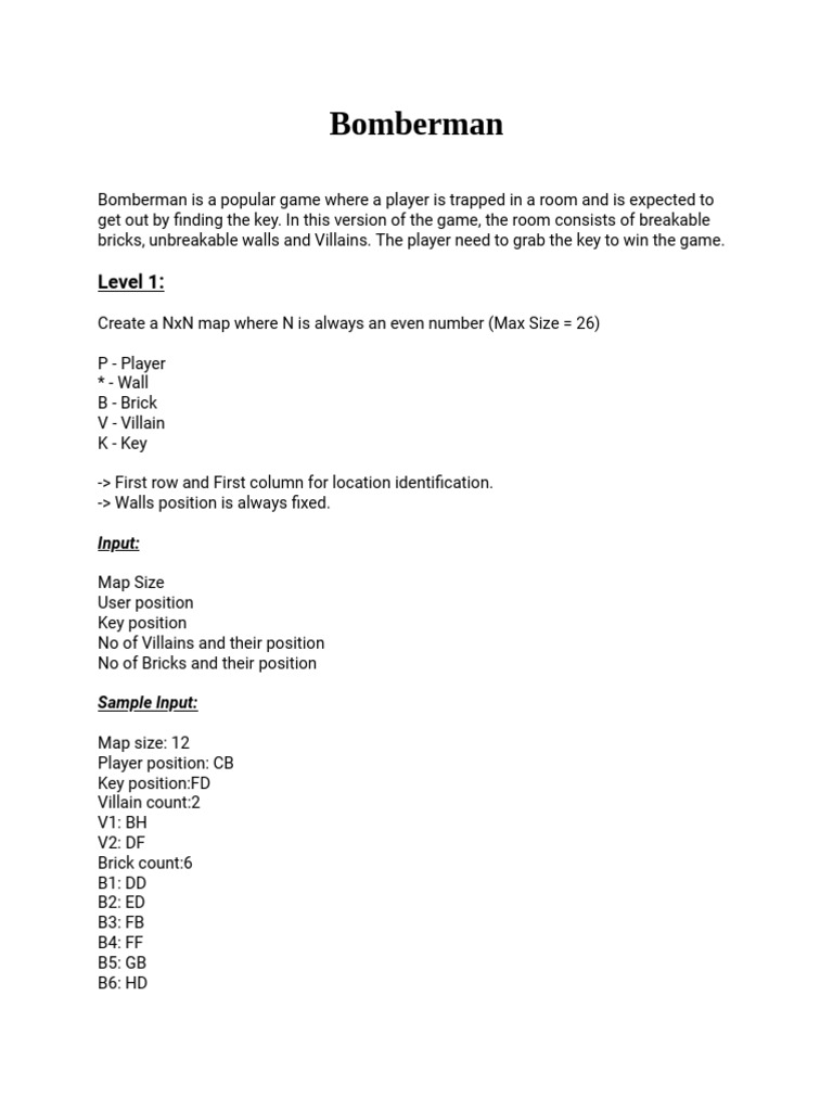 Bomberman Game Levels Guide | PDF