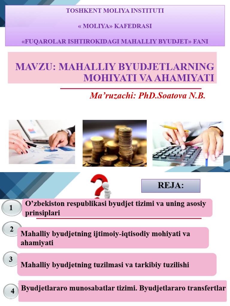 1 - Mavzu Mahalliy Byudjetlarning Mohiyati Va Ahamiyati | PDF