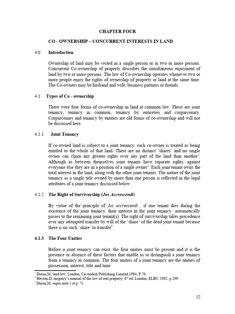 Co-Ownership-Concurrent Interests in Land | PDF | Concurrent Estate ...