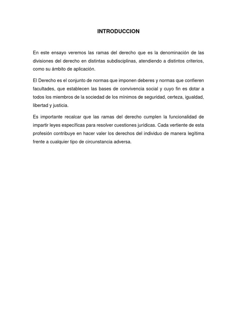 Ensayo Sobre Las Ramas Del Derecho - Corona Torres America Lucett ...