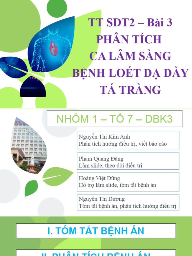 Nhóm 1 - Tổ 7 - Bài 3 - Viêm Loét Dạ Dày Tá Tràng - SDT2 | PDF