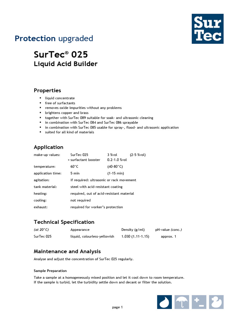 Surtec 025: Protection Upgraded | PDF | Titration | Chemistry