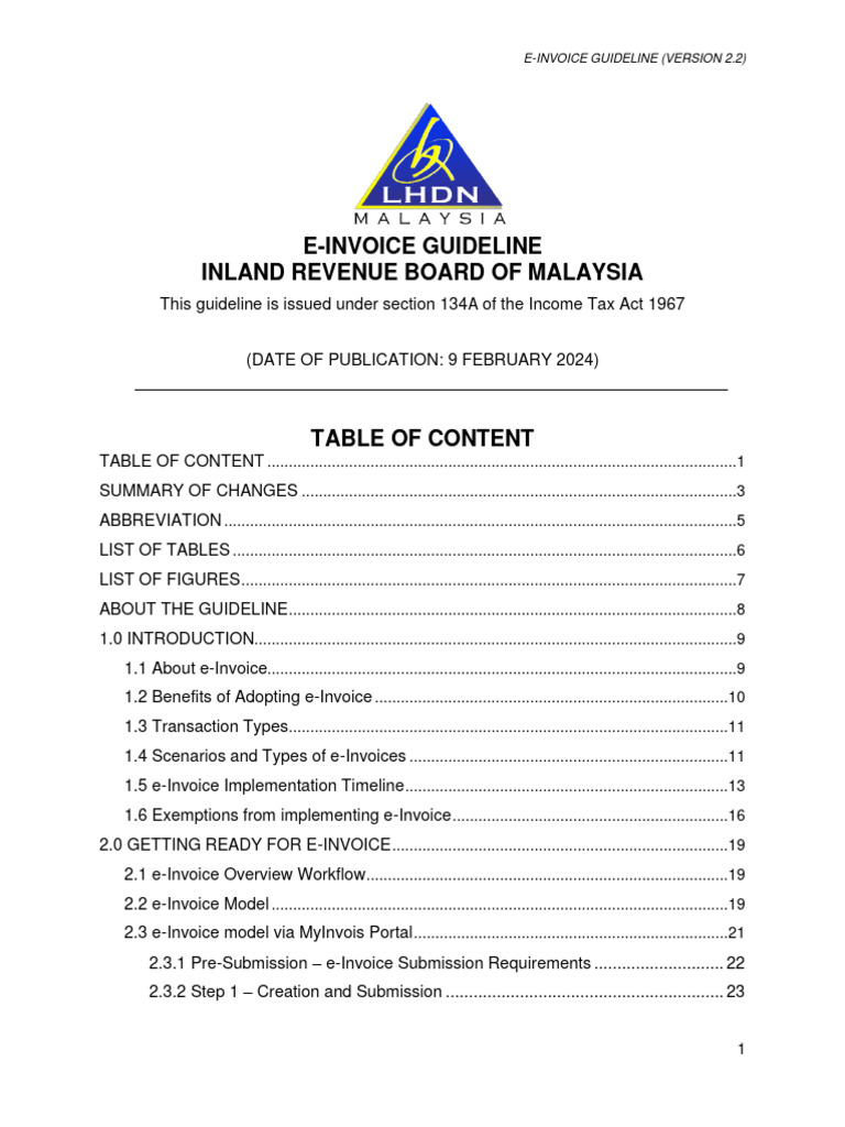 Malaysia e-Invoice Guidelines 2024 | PDF | Xml | Json