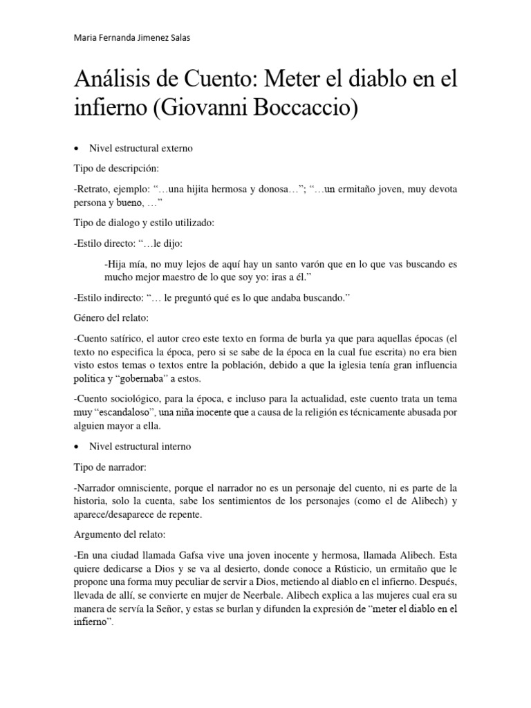 Análisis de Cuento | Descargar gratis PDF | Cuentos | Diablo