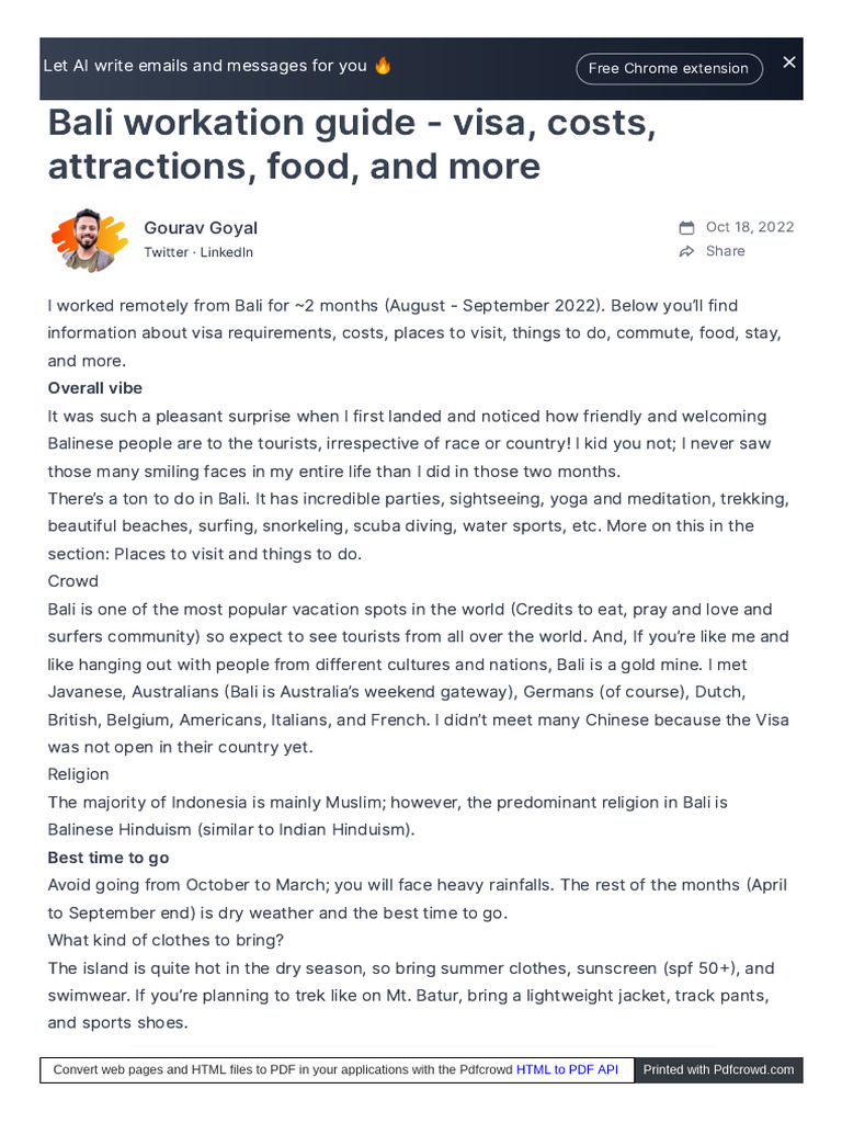 Gourav Io Blog Bali Workation Guide | PDF | Travel Visa | Bali