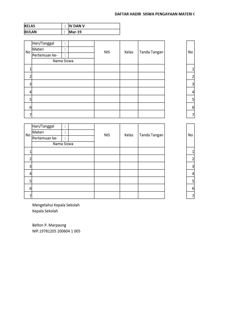 DAFTAR HADIR OSN | PDF