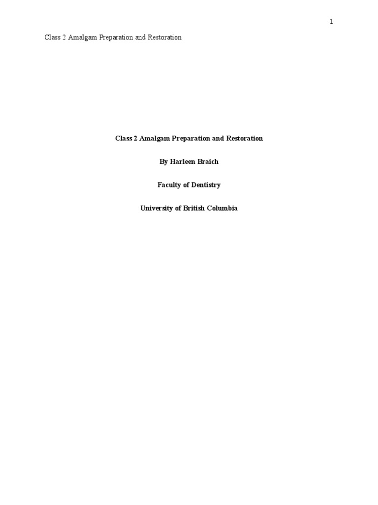 Class 2 Amalgam Dental Guide | PDF | Mouth | Dentistry