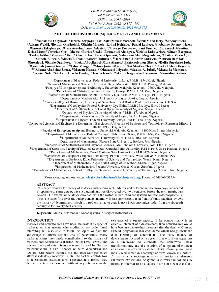 History of Matrices & Determinants | PDF | Matrix (Mathematics ...