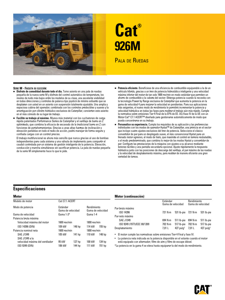 ESPECIFICACIONES - Catalogo W.L - 926M-930M-938M (Español) | PDF | Vehículo híbrido