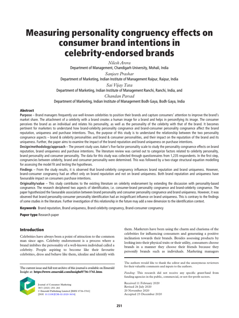 Measuring Personality Congruen | PDF | Brand | Reputation