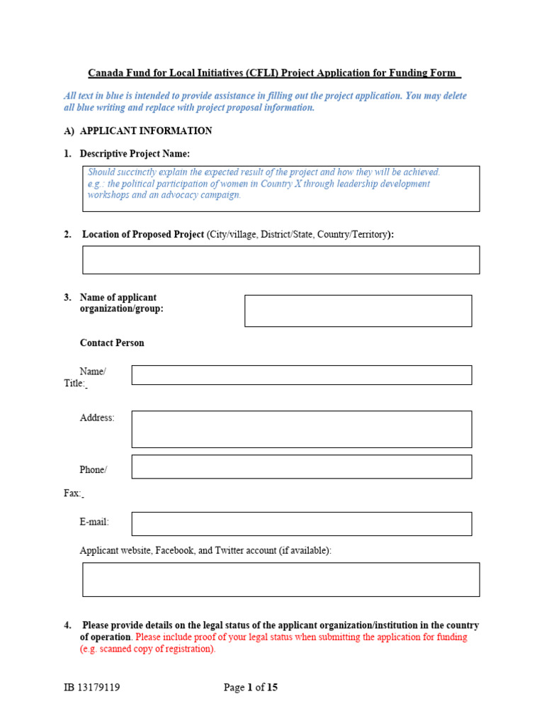 Cfli Project Application For Funding Form - en | PDF | Risk | Woman