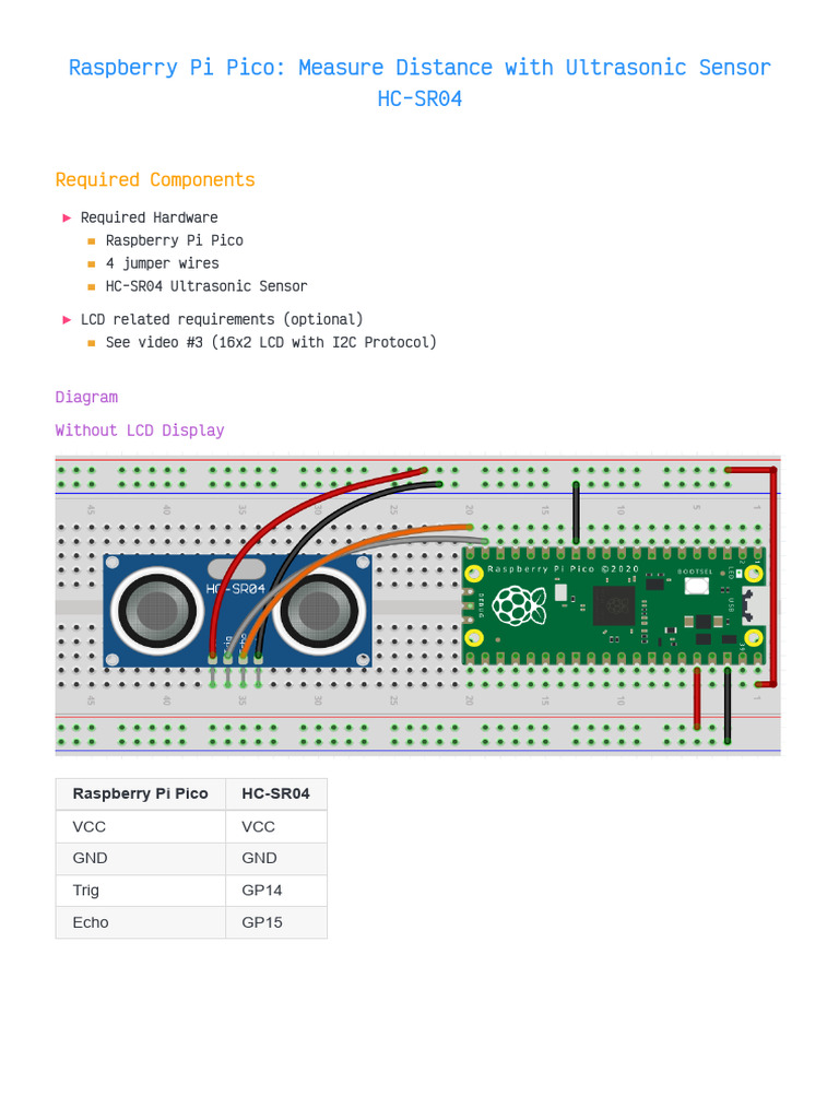 04 - RPi Pico - Measure Distance With Ultrasonic Sensor HC-SR04 | PDF ...
