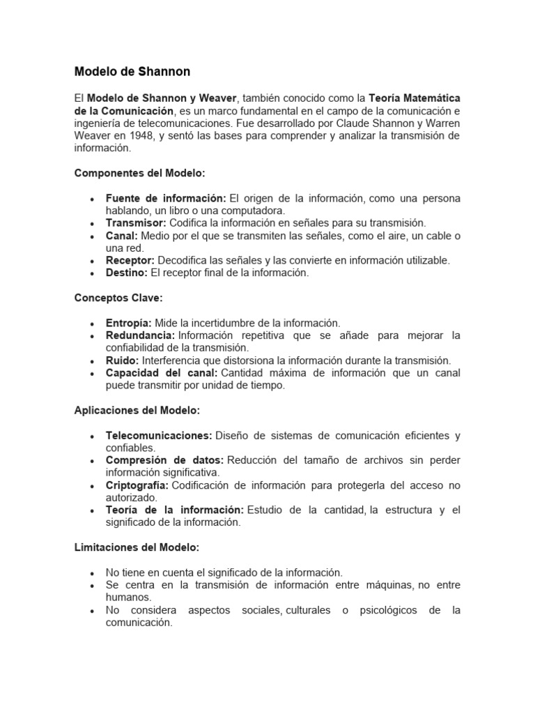 Modelo de Comunicación de Shannon | PDF | Información | Comunicación