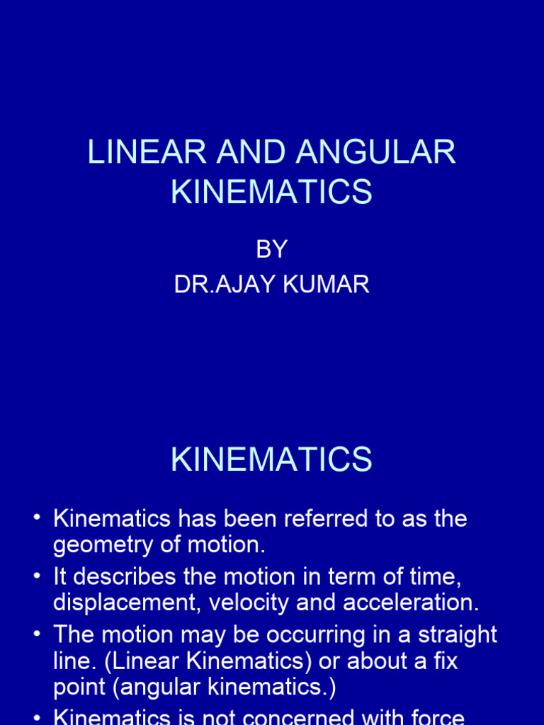Linear and Angular Kinematics | PDF | Acceleration | Velocity