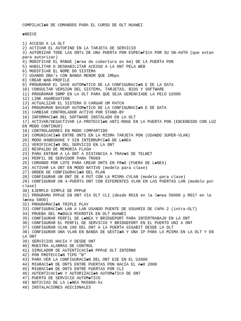 OLT Huawei - Comandos CLI - Español - v2.1 | PDF | Protocolo de transferencia de archivos ...