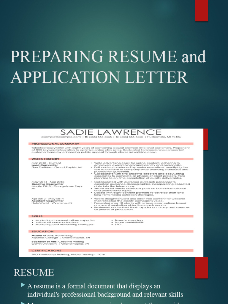 Preparing Resume and Application Letter | PDF | Résumé