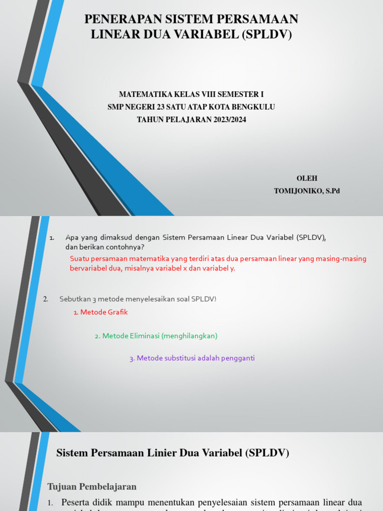 2 Bahan Ajar PTT SPLDV 8 | PDF | Metode & Bahan Ajar