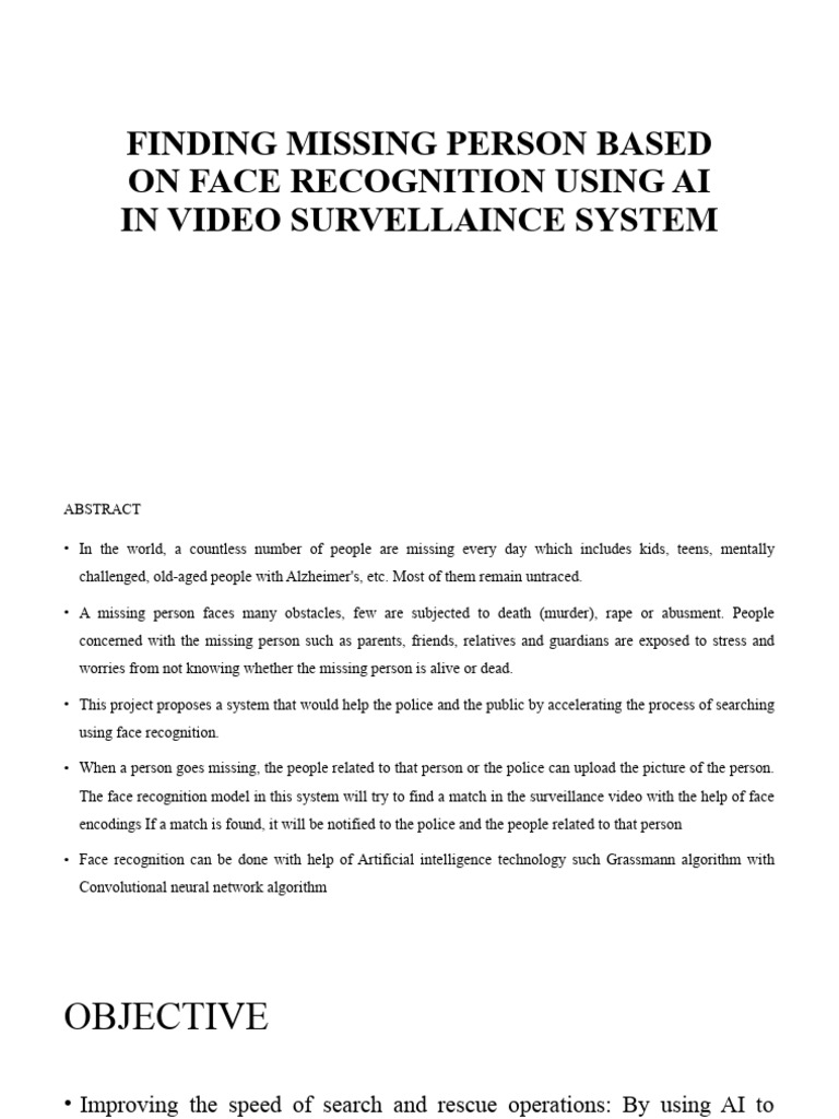 Finding Missing Person | PDF | Artificial Intelligence | Intelligence (AI) & Semantics