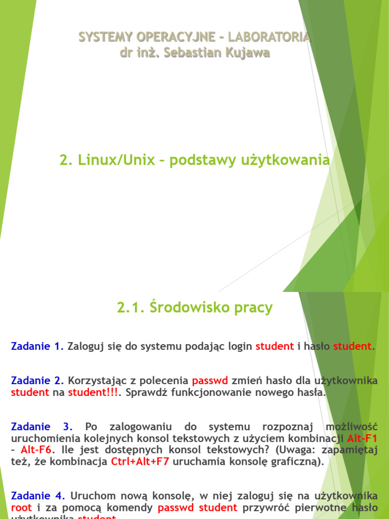 Linux/Unix - Podstawy Użytkowania: Systemy Operacyjne - Laboratoria DR ...