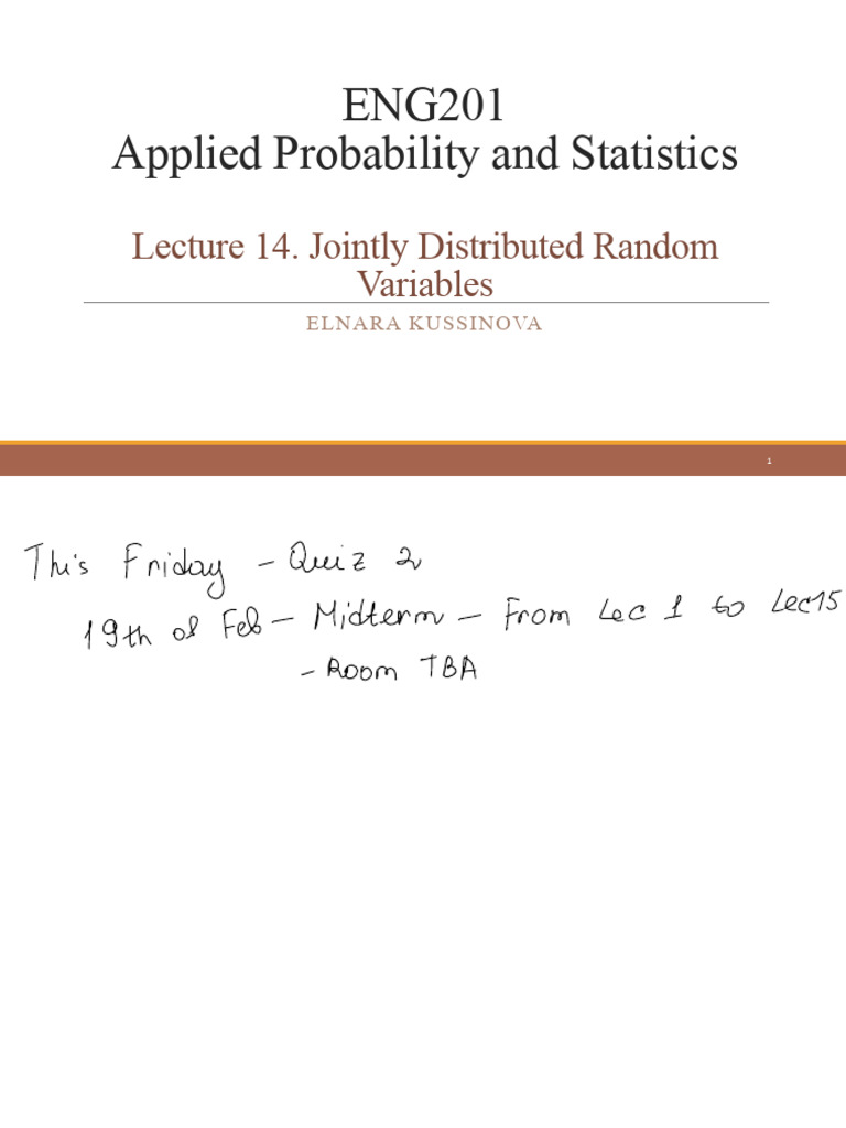 Lecture 14 Joint Probability Distributions | PDF | Probability ...