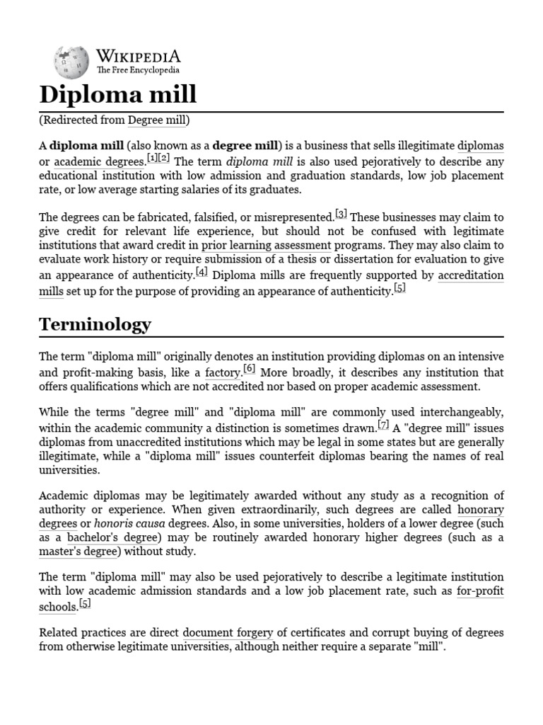 Diploma Mill - Wikipedia | Download Free PDF | Academic Degree ...