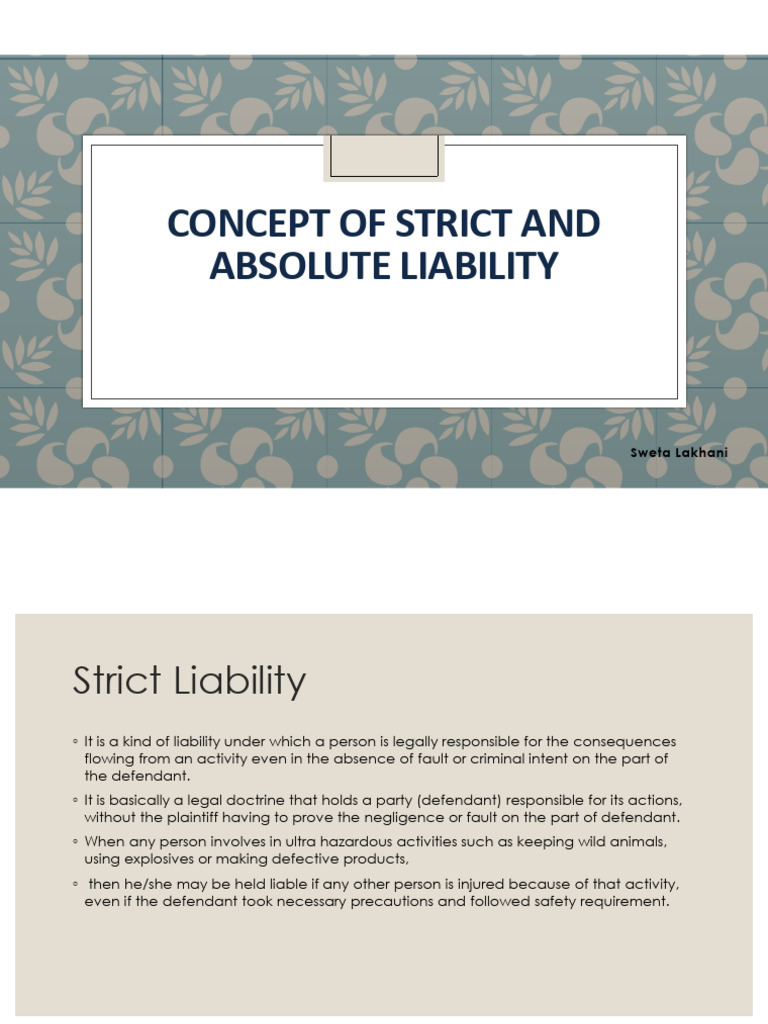 Strict and Absolute Liability | PDF | Defamation | Legal Liability
