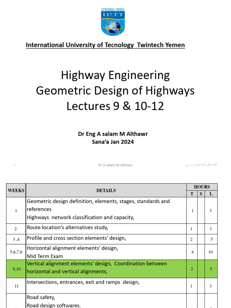 Highway Engineering Geometric Lec 9... 12 | PDF | Geometry