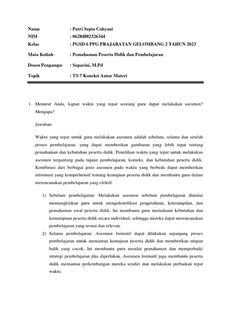 PPDP Topik 3-7 Koneksi Antar Materi Paula Purbasari Putri | PDF | Karier & Perkembangan