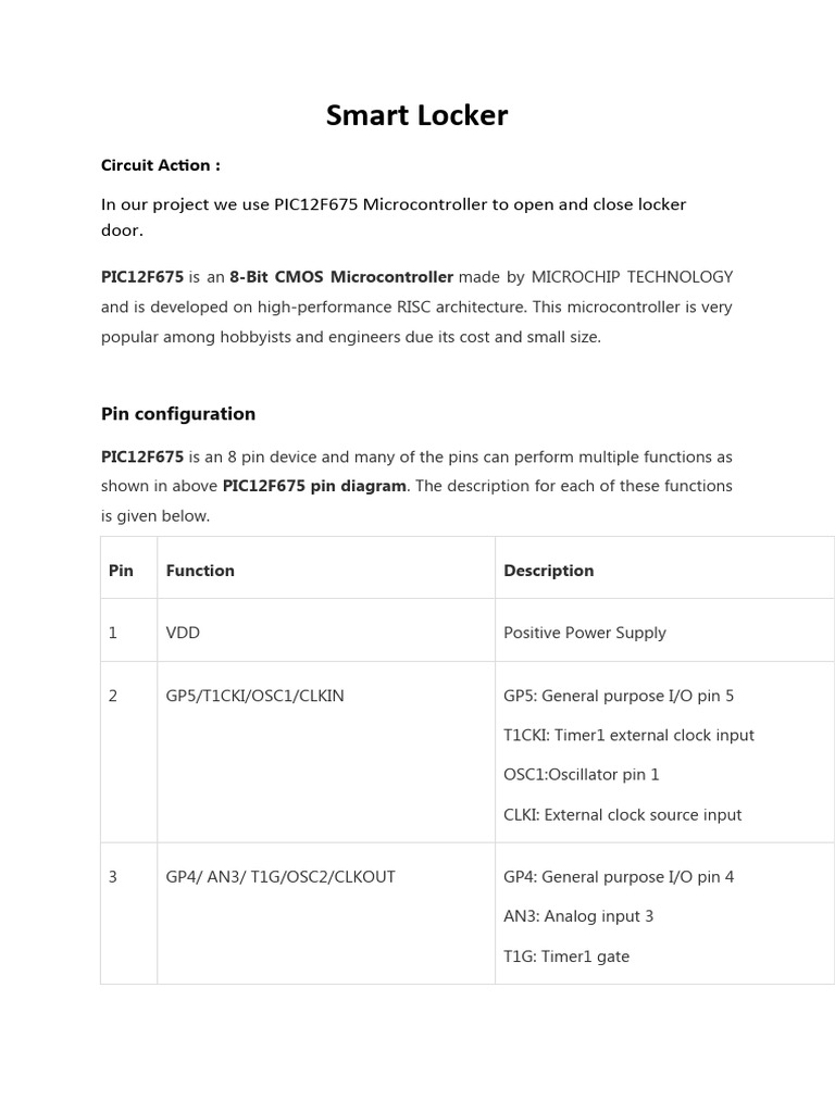 Smart Locker | PDF | Microcontroller | Electronic Engineering