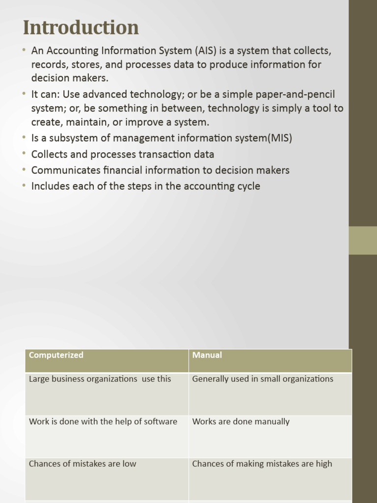 AIS Introduction | PDF | Debits And Credits | Business