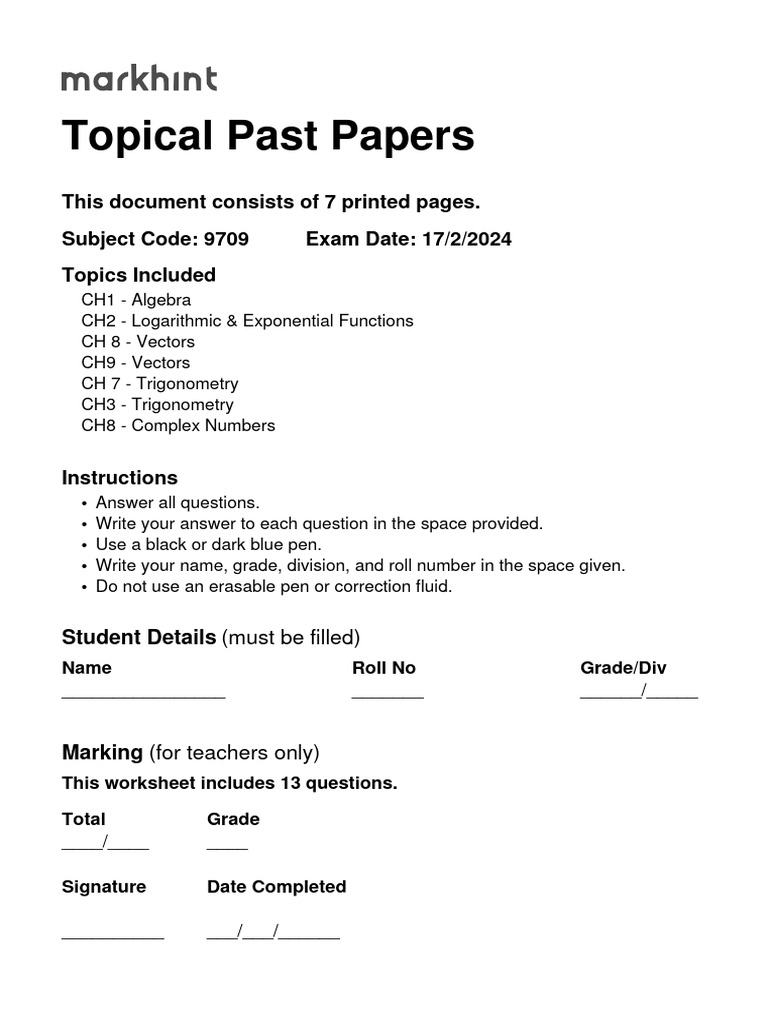 Topical Past Papers | PDF