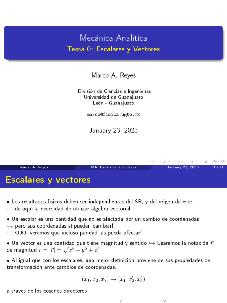 Escalares y Vectores en Física | PDF | Vector Euclidiano | Escalar (Matemáticas)