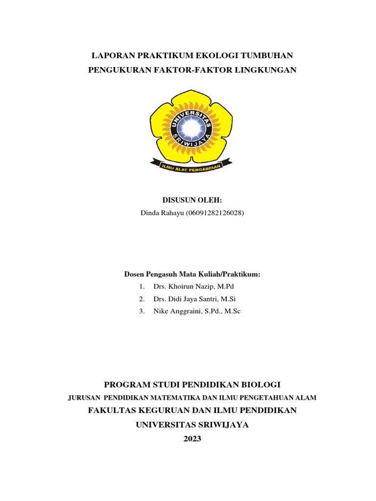 Dinda Rahayu - LAPORAN PRAKTIKUM EKOLOGI TUMBUHAN (Pengenalan Alat) | PDF