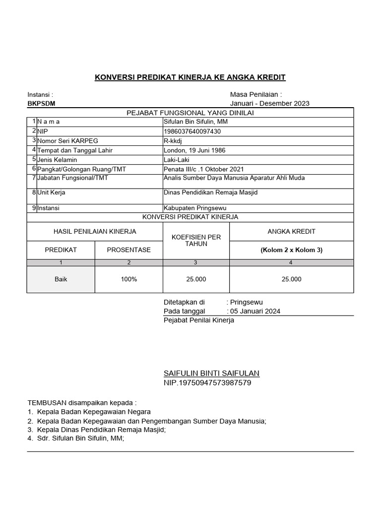 Form Konversi AK 2023 | PDF